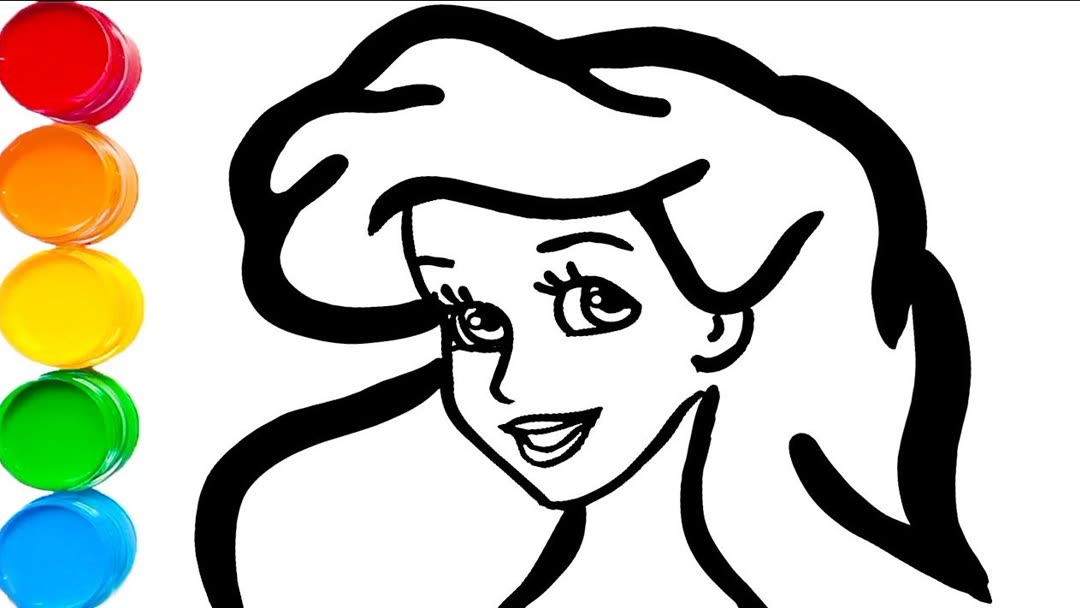简笔画画美人鱼爱丽儿公主,涂上颜色非常漂亮,绘画教程