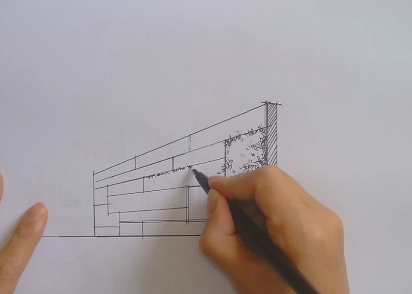 图解园林——绿植墙的画法