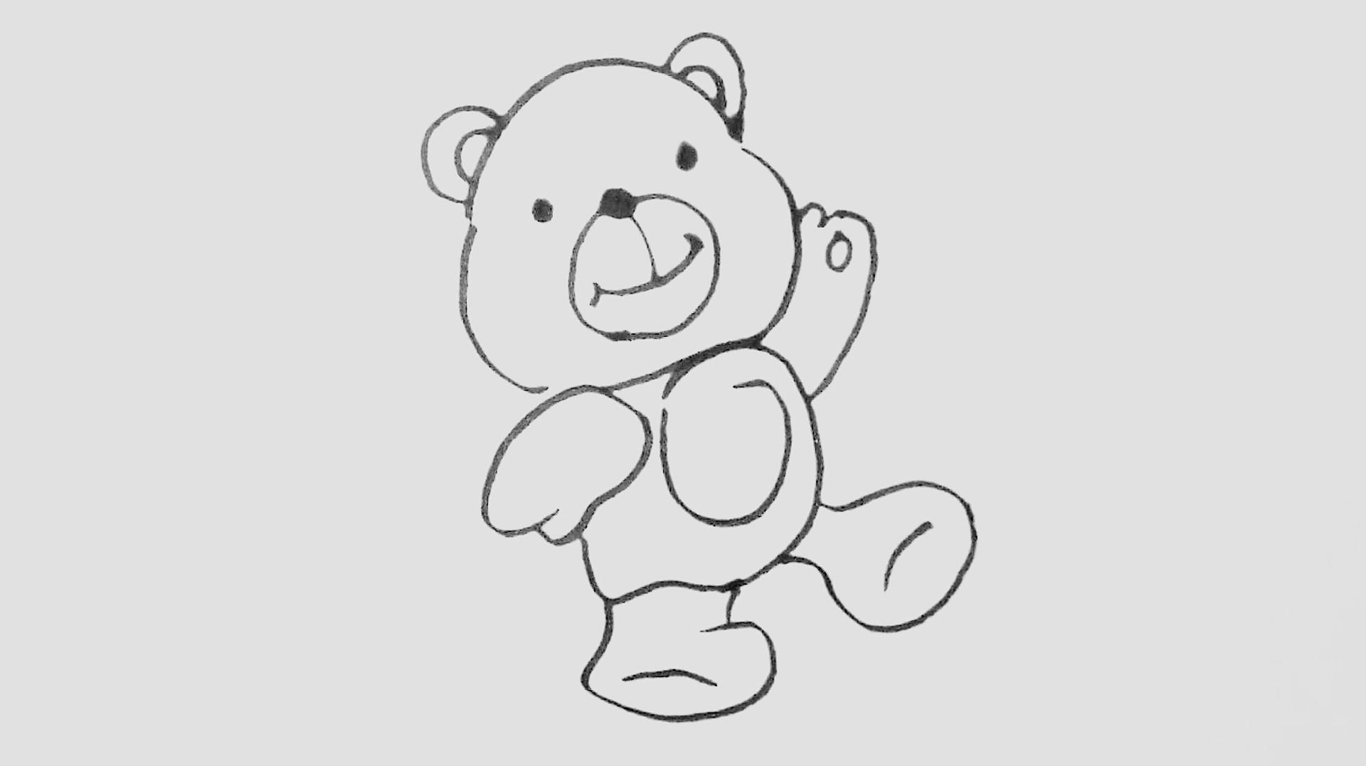 玩偶小熊怎么画?好看易学哦!哈哈哈