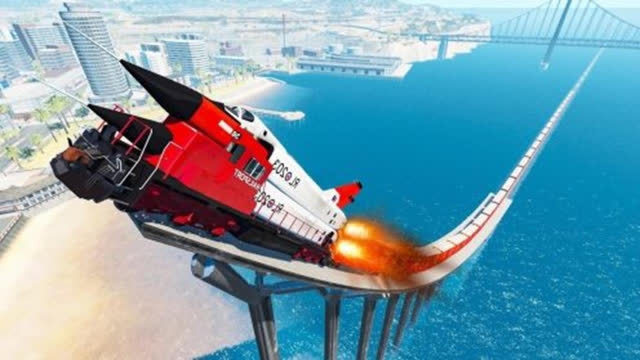 借助喷气战斗机火车能一飞冲天吗?3D动画模拟