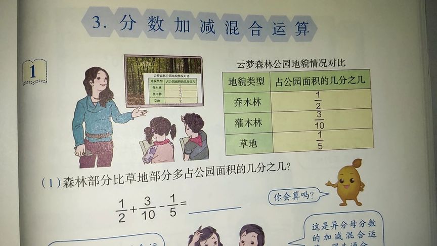 数学五下课本P97-98【分数加减混合运算,例1例2】2022