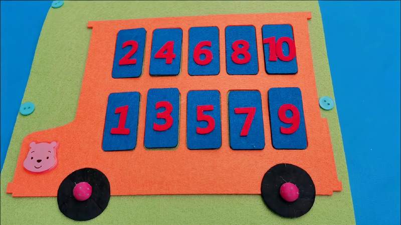 幼儿园自制玩教具双层数字宝宝大巴车认识单双数游戏