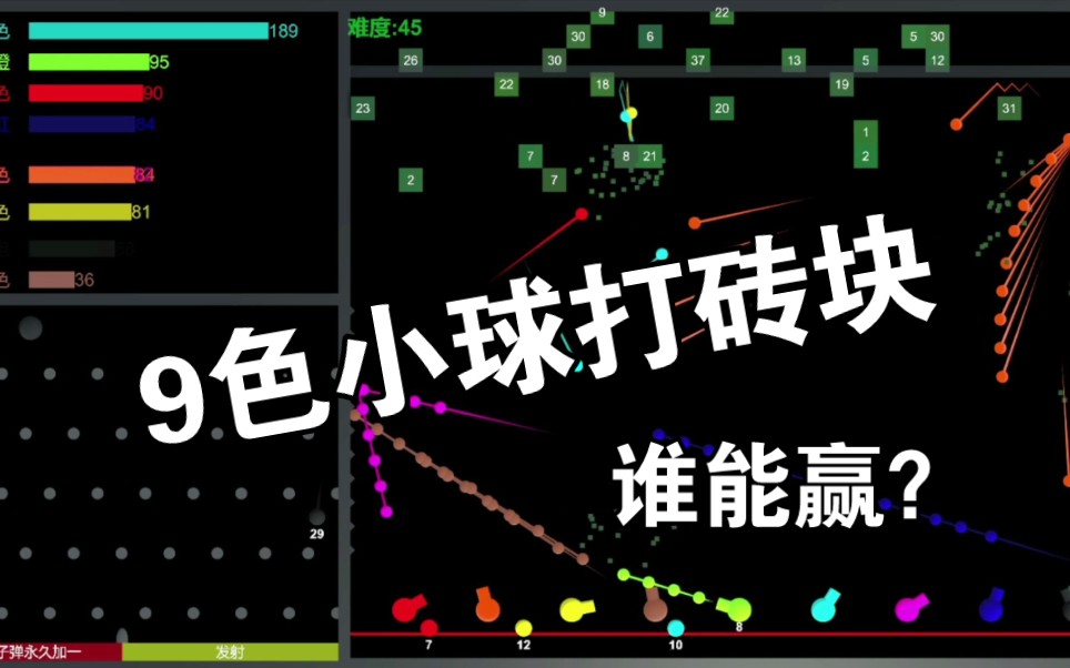 【弹球大战】9色小球合作打砖块,谁能赢?第一赛季娱乐赛4 - 冠军组之战