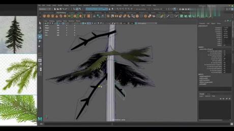 Maya 2019树建模(高模转低模),UV贴图制作