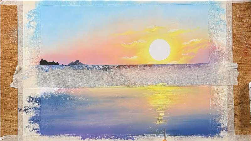 那些年逝去的夕阳!简单的油画!