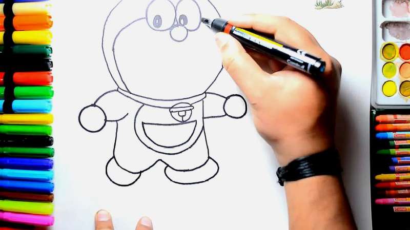 儿童简笔画-绘制彩色哆啦A梦复活节彩蛋