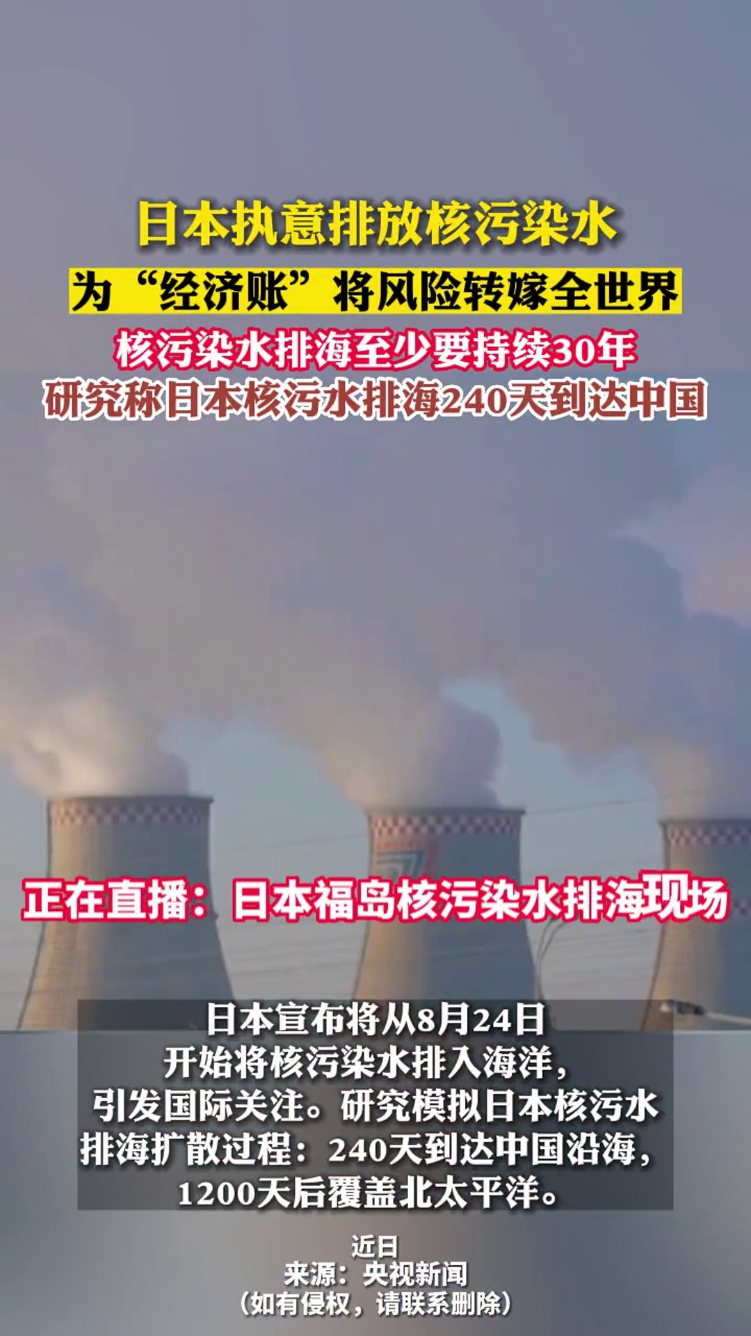 研究模拟日本核污水排海扩散过程:240天到达中国沿海,1200天后覆盖...