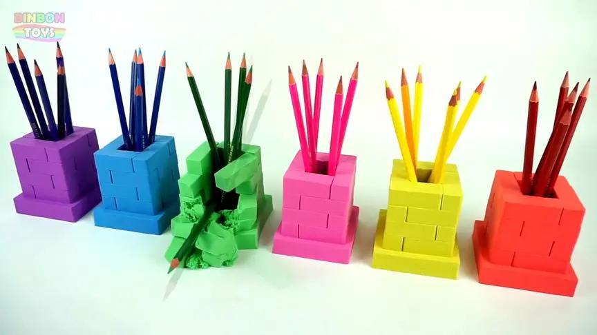 益智动画,手工diy制作太空沙七彩笔筒