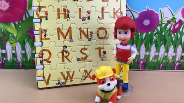 益智早教英文字母拼图,汪汪队立大功莱德队长拆积木玩具!