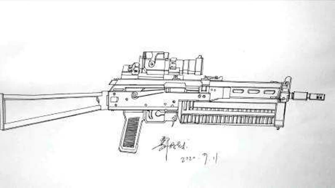 和平精英军备库枪械手绘全解析,压制利器野牛冲锋枪