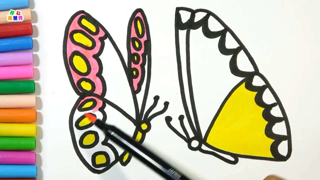 教小朋友画花蝴蝶简笔画!儿童绘画教程