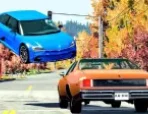 BeamNG：高速交通事故，小跑车来不及刹车连环相撞，拟真车祸模拟