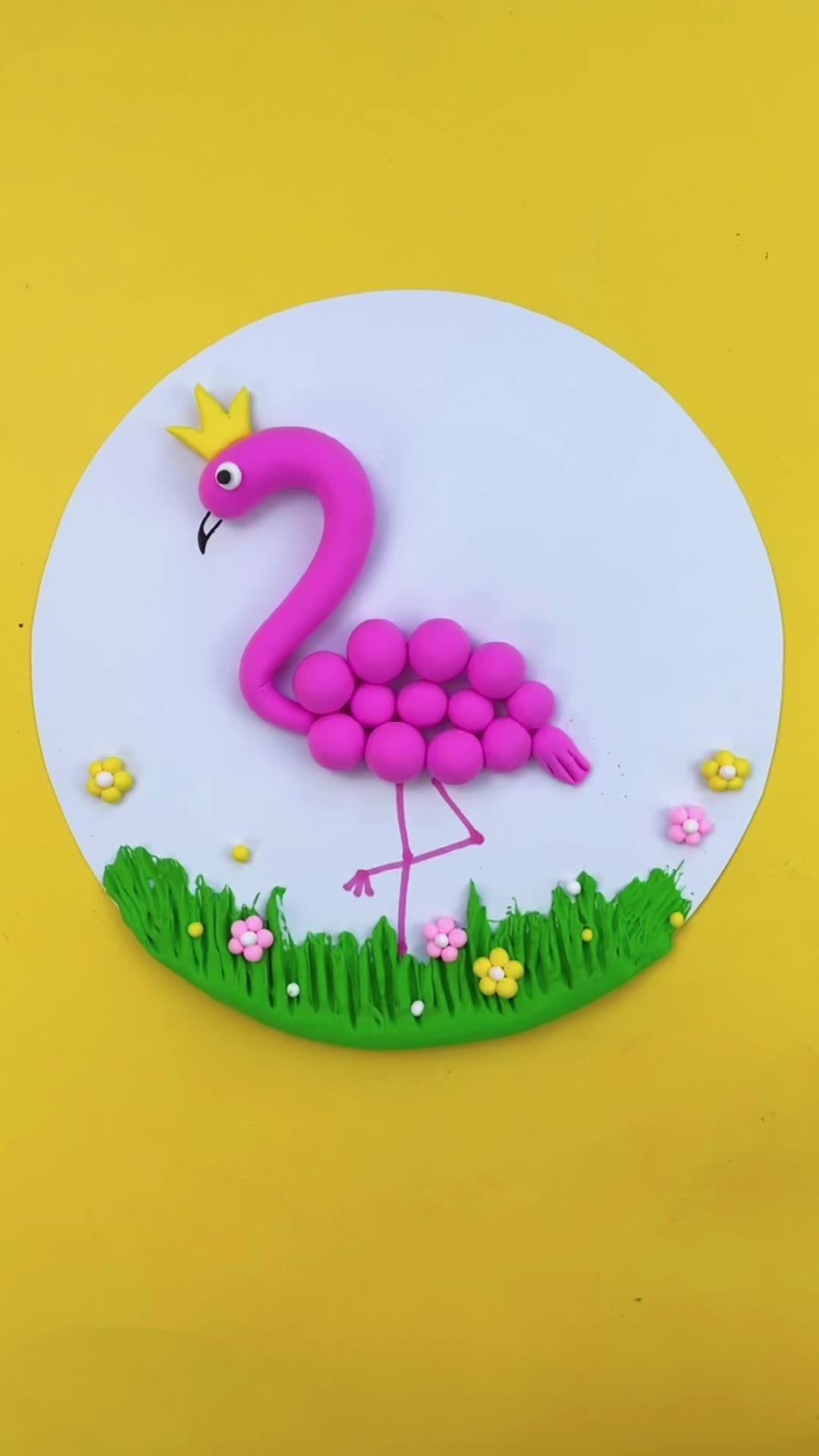 简单又漂亮的,火烈鸟粘土创意画来喽!宝贝计划