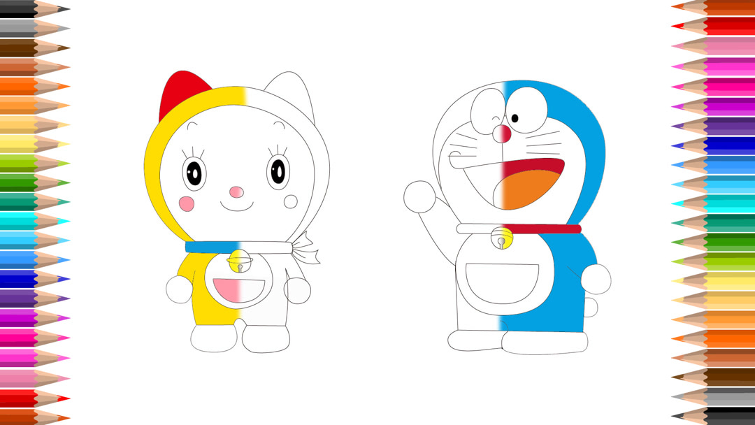 一起画叮当猫和他的妹妹