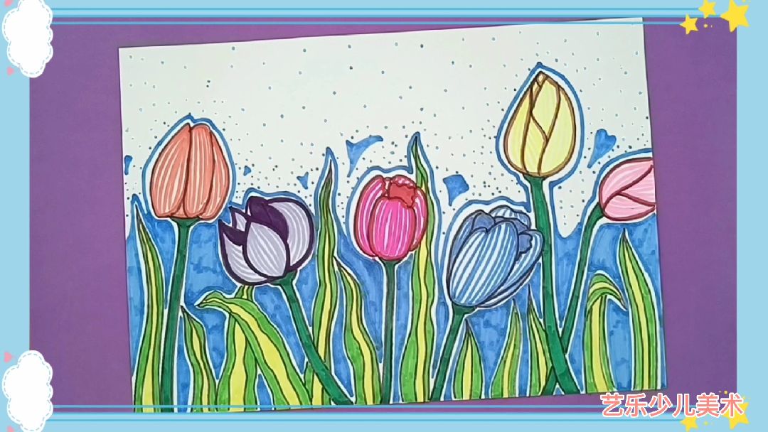 线描花朵小花线描画儿童线描少儿创意美术画画教程#画画 #儿童画线描