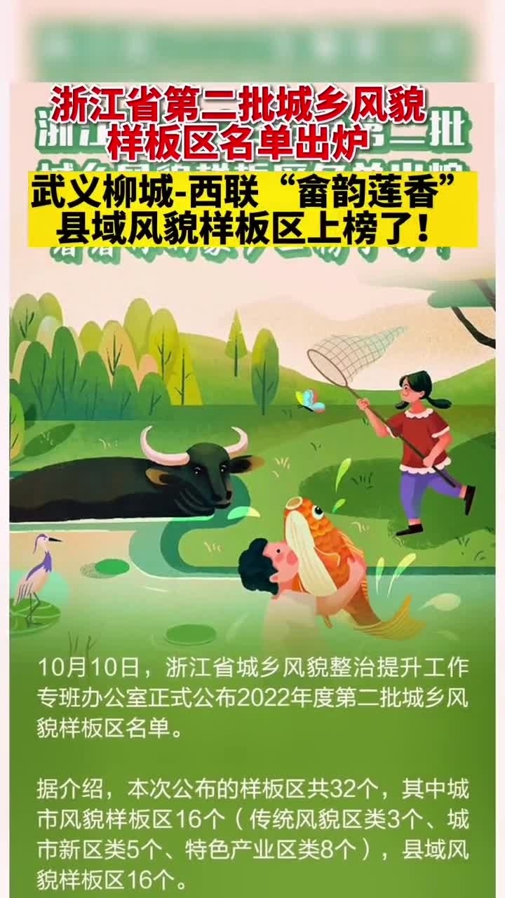 浙江省2022年度第二批城乡风貌样板区名单出炉,武义柳城-西联"畲韵...