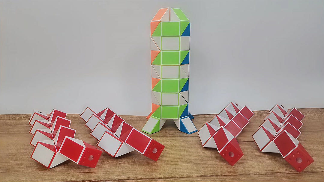 24段魔尺教程变火箭,4根24段魔尺组合玩法,简单易学的造型