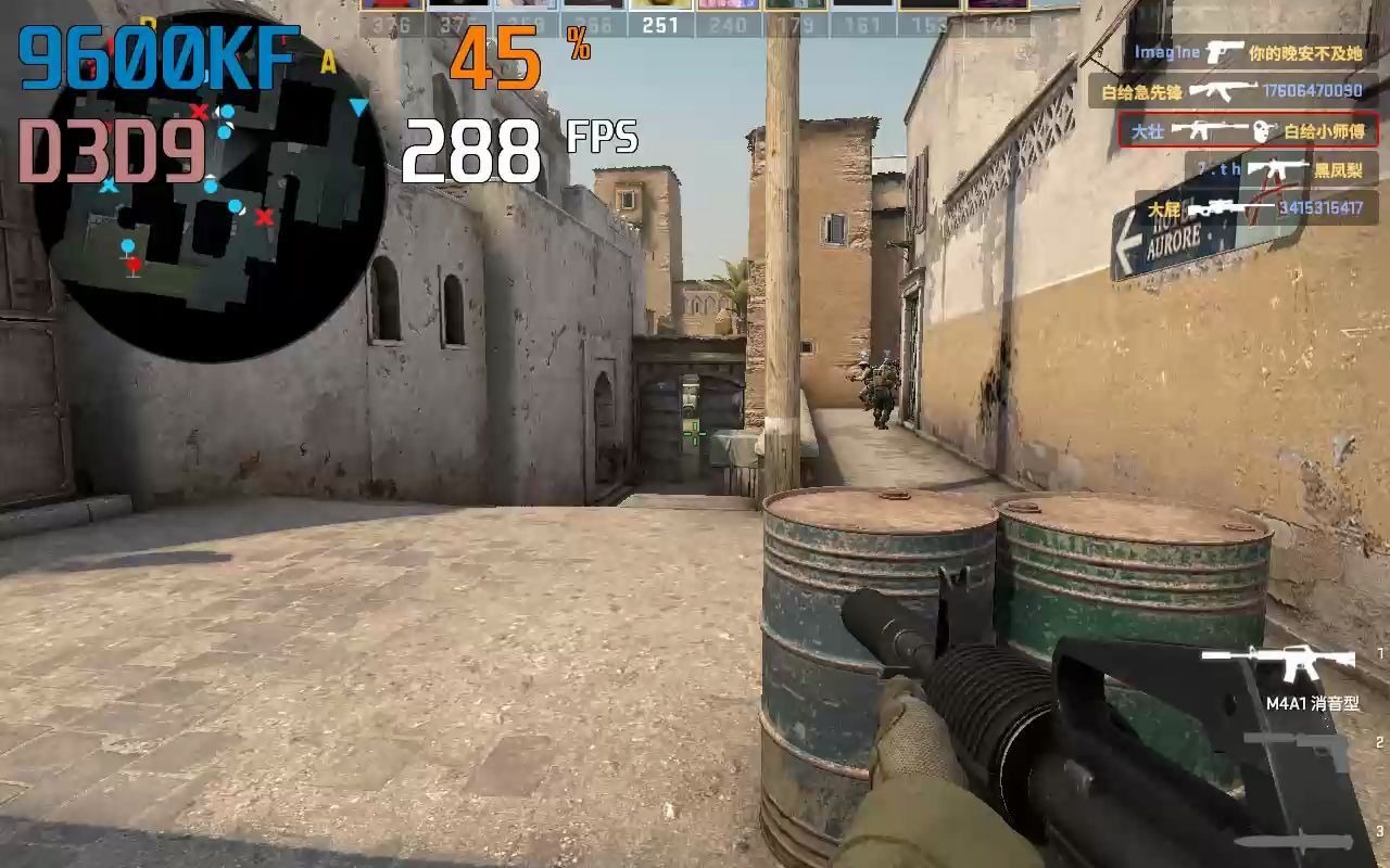9600KF 1060 3G在CSGO死亡竞赛中的实测帧数FPS表现