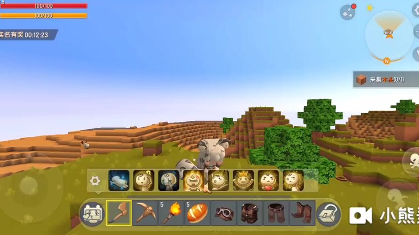 迷你世界单人生存1:木斧头用的也太快了吧,转眼间就没了