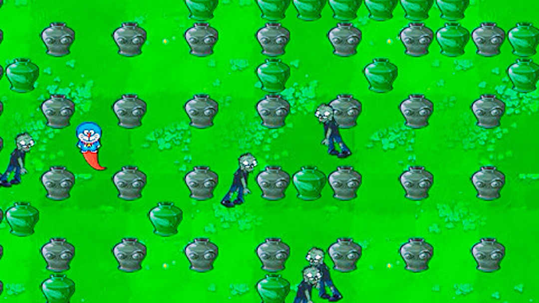 机器猫被大批僵尸包围?看我的辣椒炸弹的厉害吧!游戏