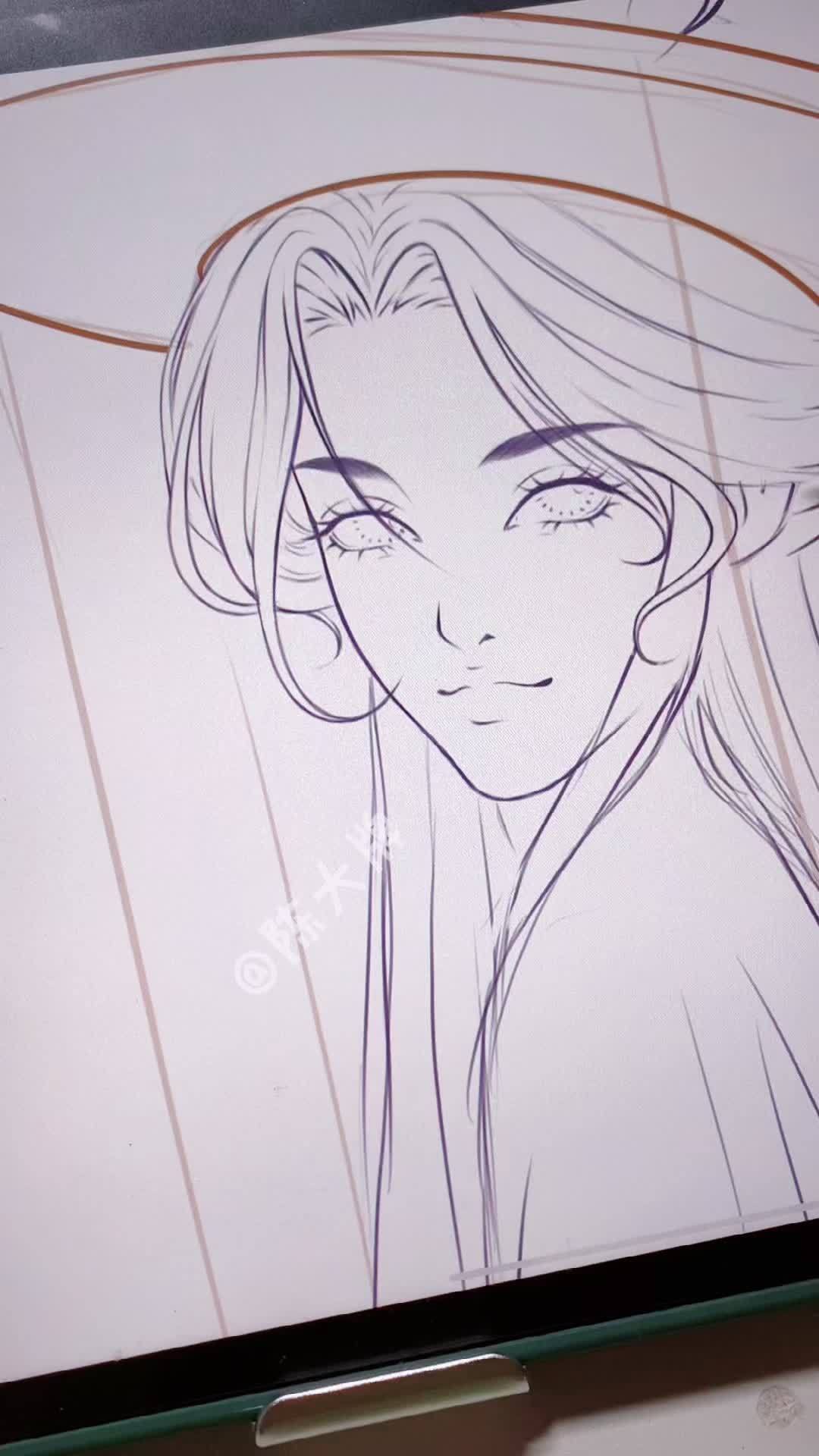 我觉得我又可以了古风美男子手绘线稿