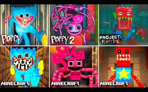 波比的游戏时间 1-2章 VS 联机版 | 原版 VS 我的世界版 | 所有跳杀 追击...