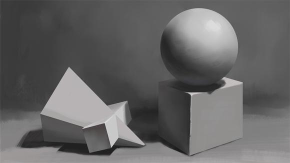 数码插画入门 石膏几何体素描写生 原速讲解