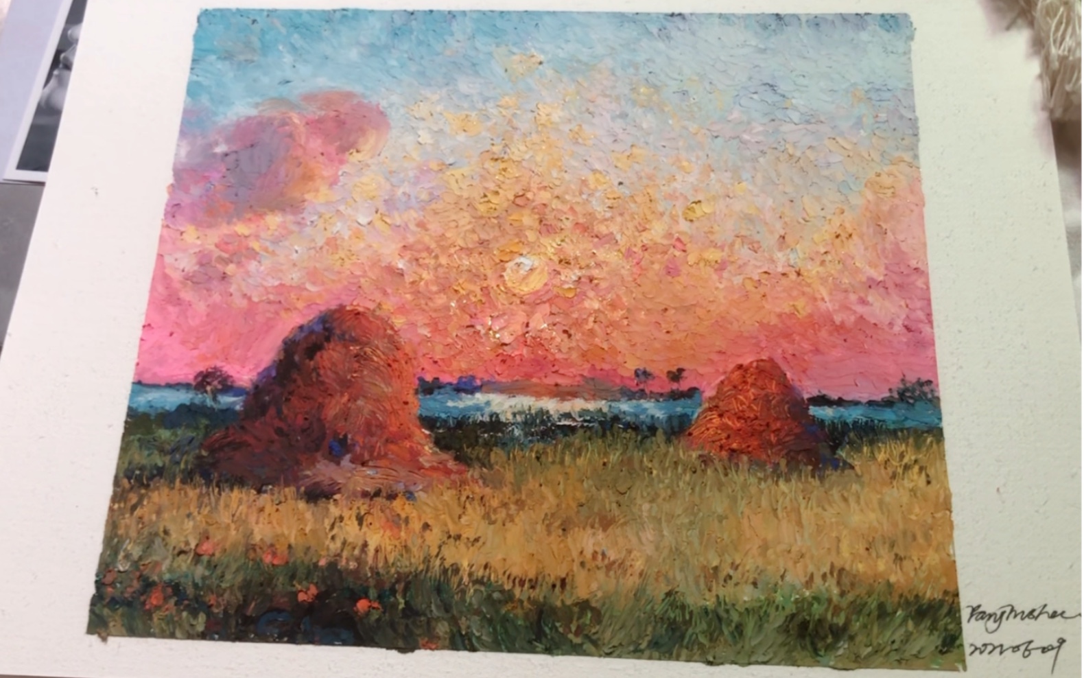 【油画棒】今日晚霞是甜的-绘画全过程ߌ�ߌ�一看就会的风景画