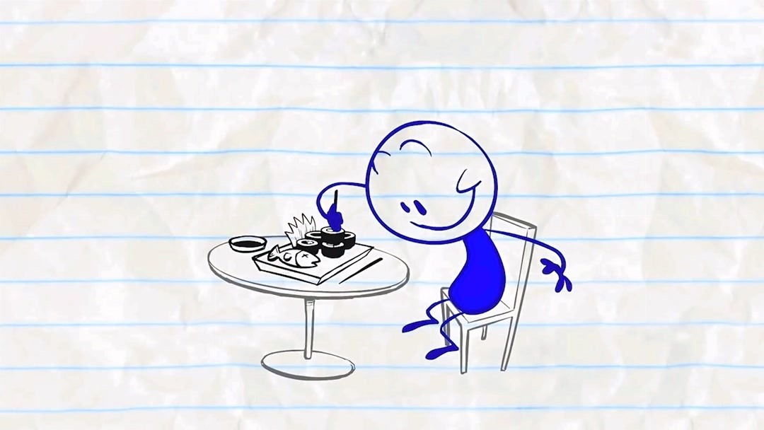 铅笔人动画:不会用筷子,硬着头皮用的尴尬