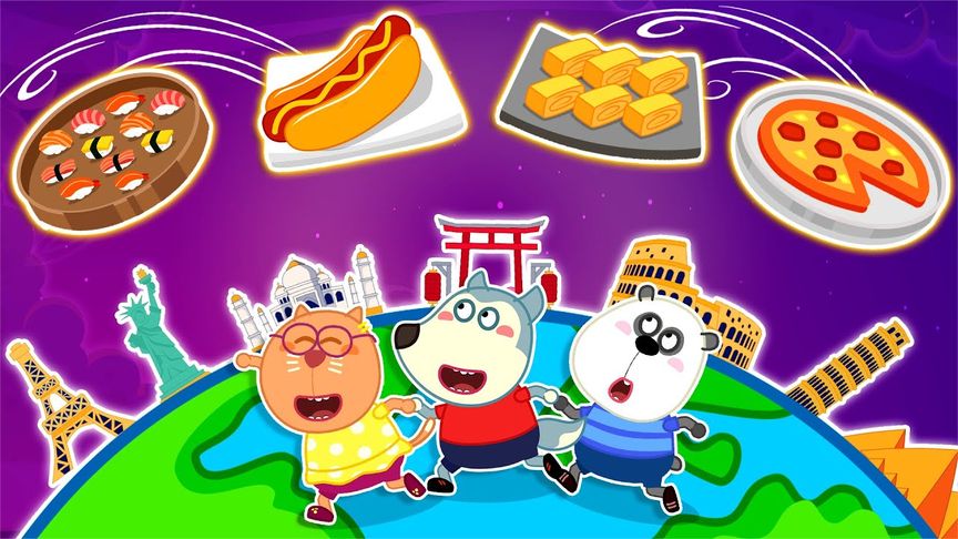 儿童卡通动画:沃尔夫挑战全球美食,竟集齐了超多国家的美味小吃