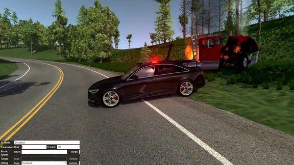 BeamNG:奥迪a6警车,追击满载木头的大卡车,车祸模拟!