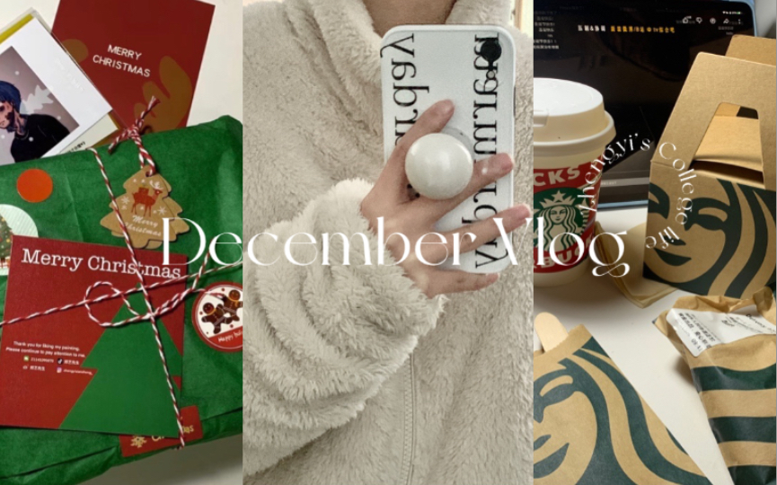 vlog.毕业设计/圣诞节/拆快递/地锅鸡/稿件包装/Study with me