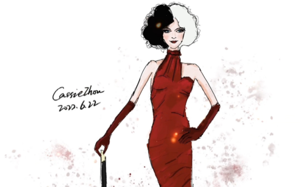 黑白魔女库伊拉插画打卡2022P19,史上最燃变装获得奥斯卡最佳服装...