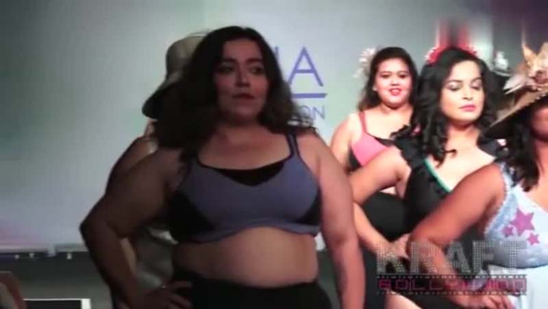 大码模特演绎不同的比基尼风格,身材简直过于丰满