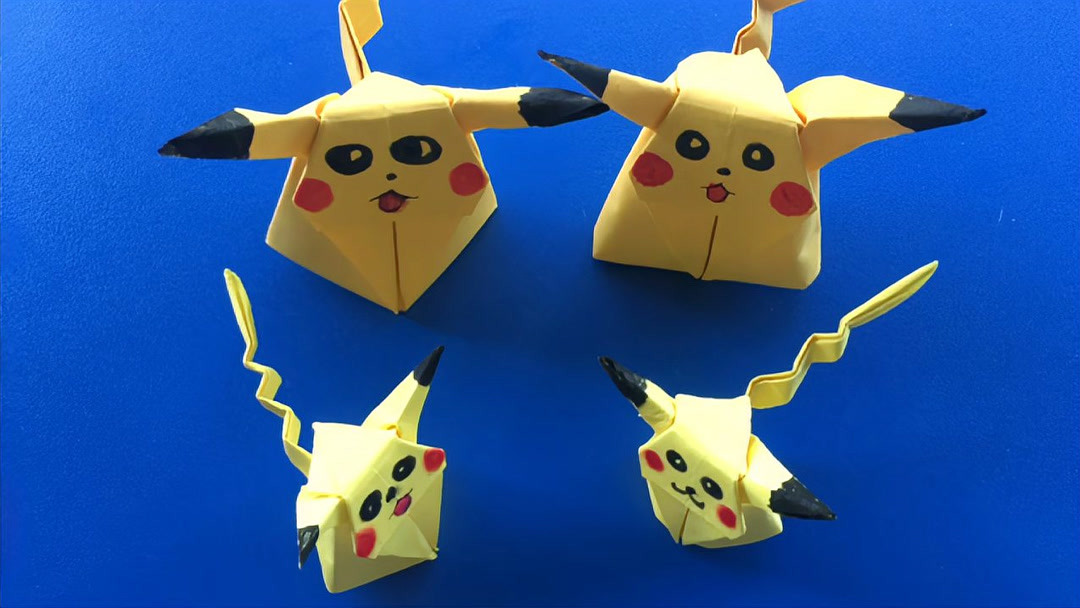 皮卡丘折纸教程,这个皮卡丘太逼真可爱了,小朋友非常喜欢!