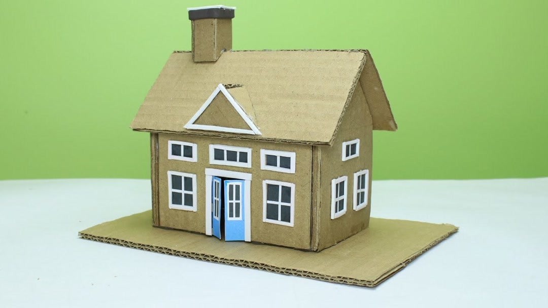 教你用废旧纸板做迷你小房子,做法很简单,创意手工DIY
