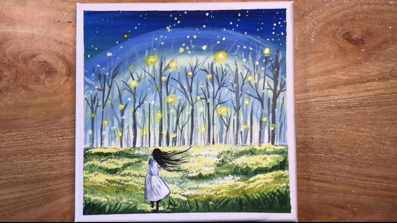 简单风景画/丙烯颜料/唯美风景/初学者学习绘画入门教程