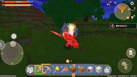 迷你世界生存大冒险 用木斧头对战野兽