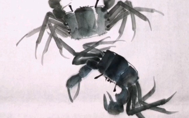 国画螃蟹画法,一起画画吧