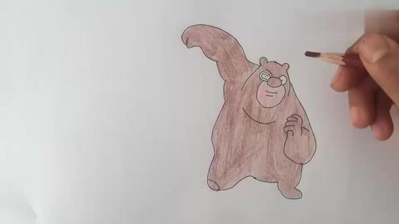 熊出没熊大加油简笔画