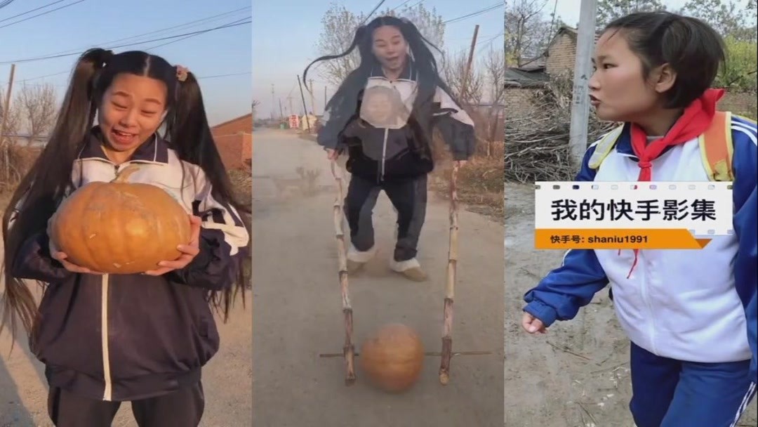 爆笑农村囧事:南瓜也能做成小推车,以前还真的是没有发现呢!