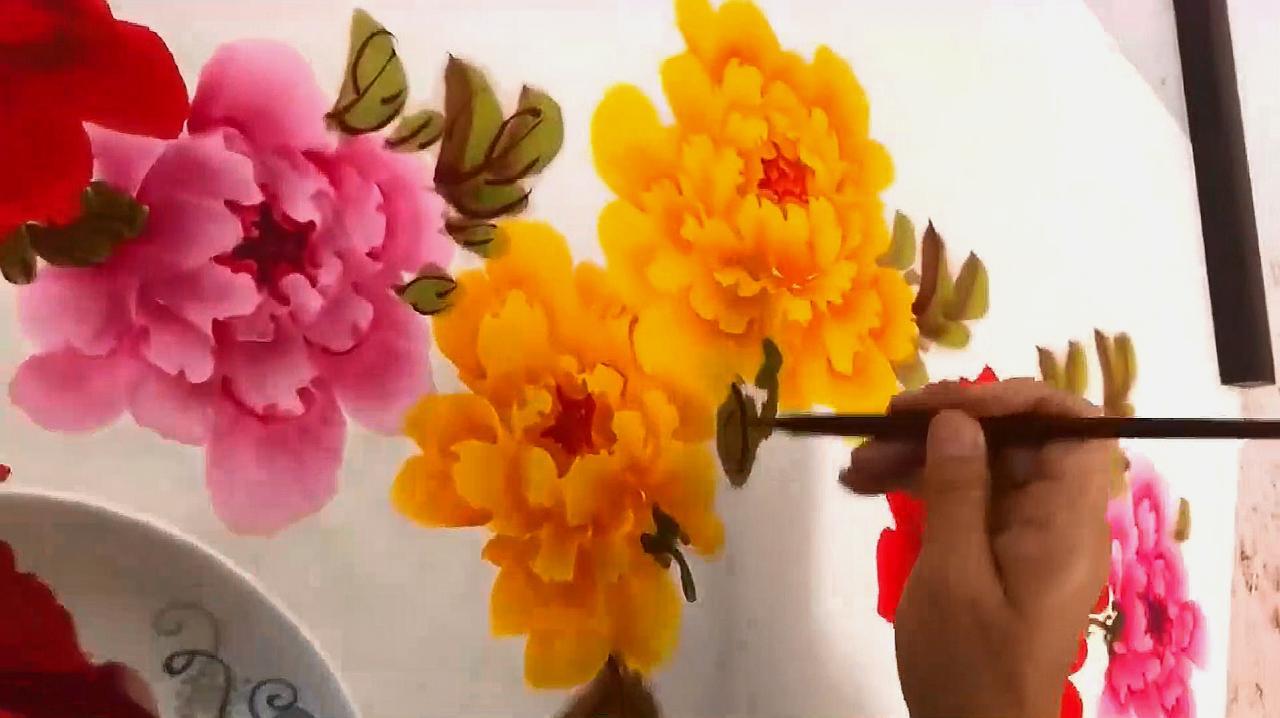 国画:教你画一幅牡丹图,笔法细腻,简单好学易上手!