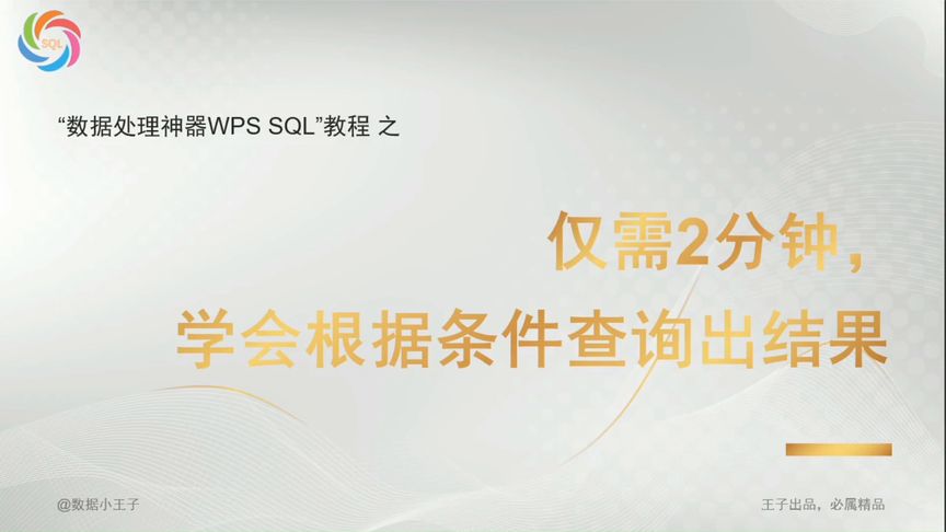职场办公人员提高10倍统计效率,仅需2分钟,学会WPS SQL条件查询