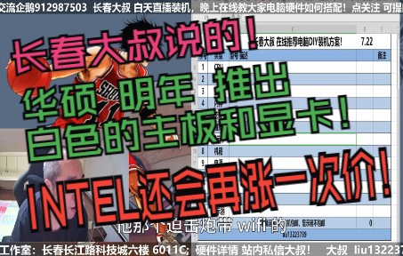 大叔说,华硕会出白色显卡和主板!INTEL 还会涨价!