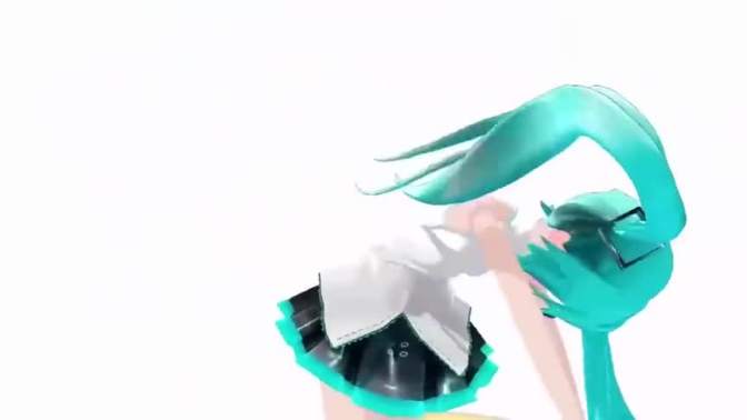 初音未来不小心踢翻胶水,结果被粘在地上!真是太惨了