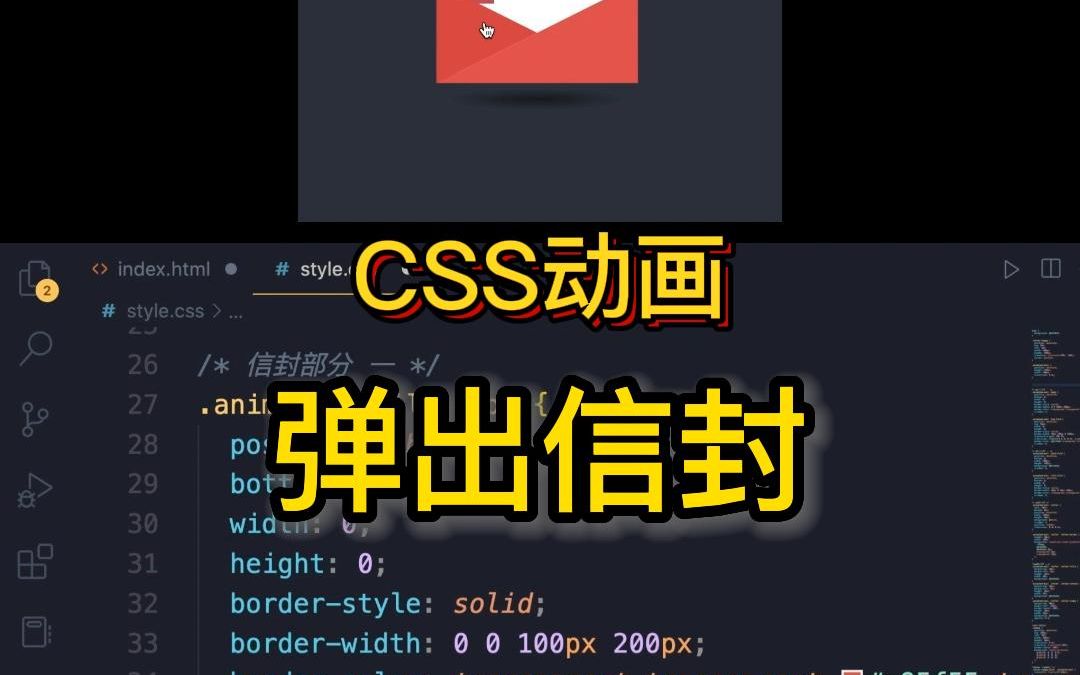 CSS动画之弹出信封