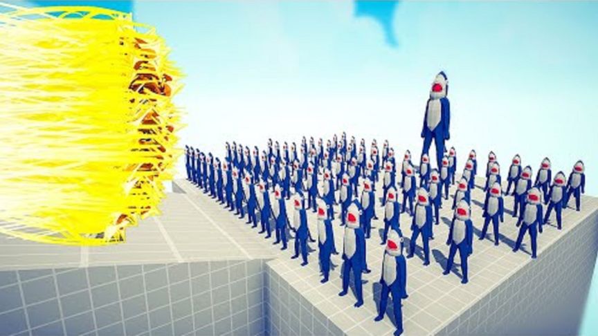 全面战争模拟器:搞笑模组,100个鲨鱼头VS所有神之兵种!