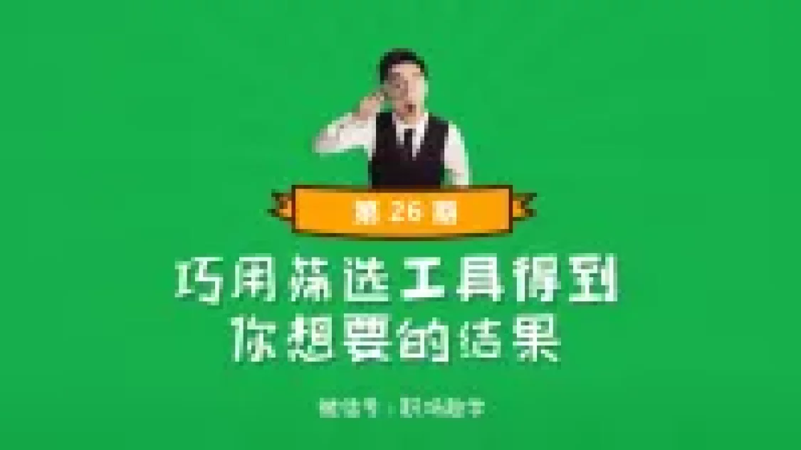冯注龙的零基础Excel教程 第25集 巧用筛选工具得到你想要的结果