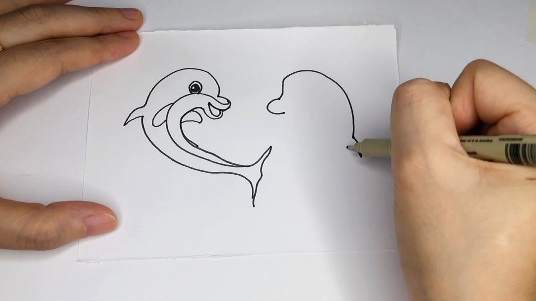 简笔画海豚,小朋友你是怎么画可爱海豚的呢