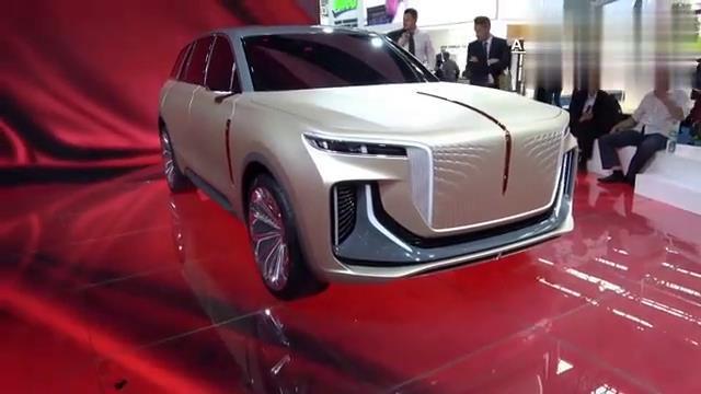 民族品牌红旗国外车展中国红主题展馆,红旗ESH9新能源惊艳全场